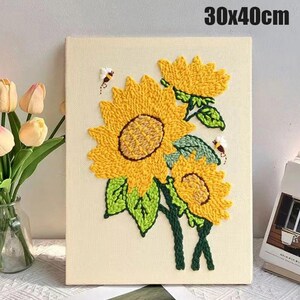 Sunflower Punch Needle Kit, Beginner Punch Needle Set, 3 Sizes and 6 ...