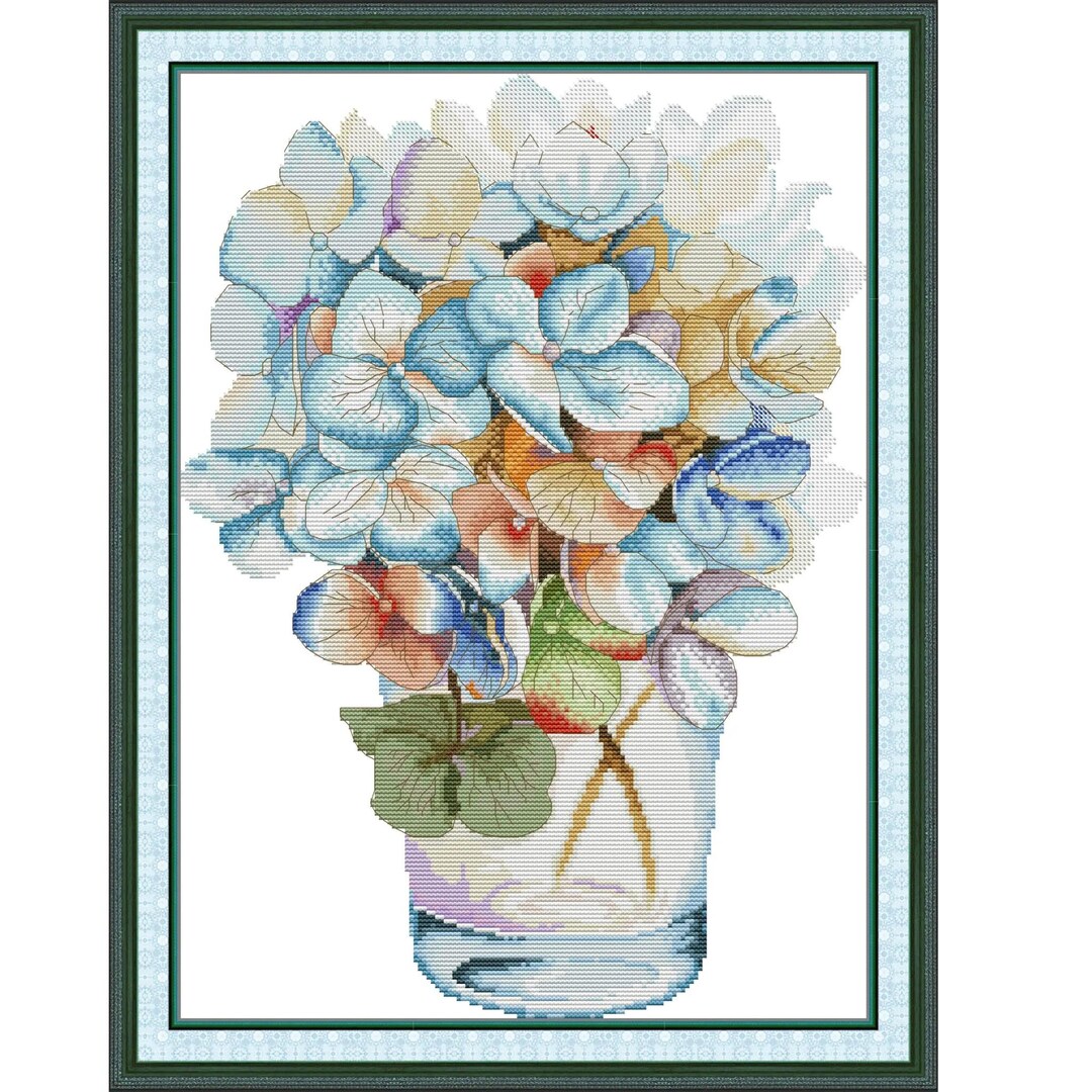Hydrangea Cross Stitch Kit: Stamped or Counted, Flower Embroidery - Etsy
