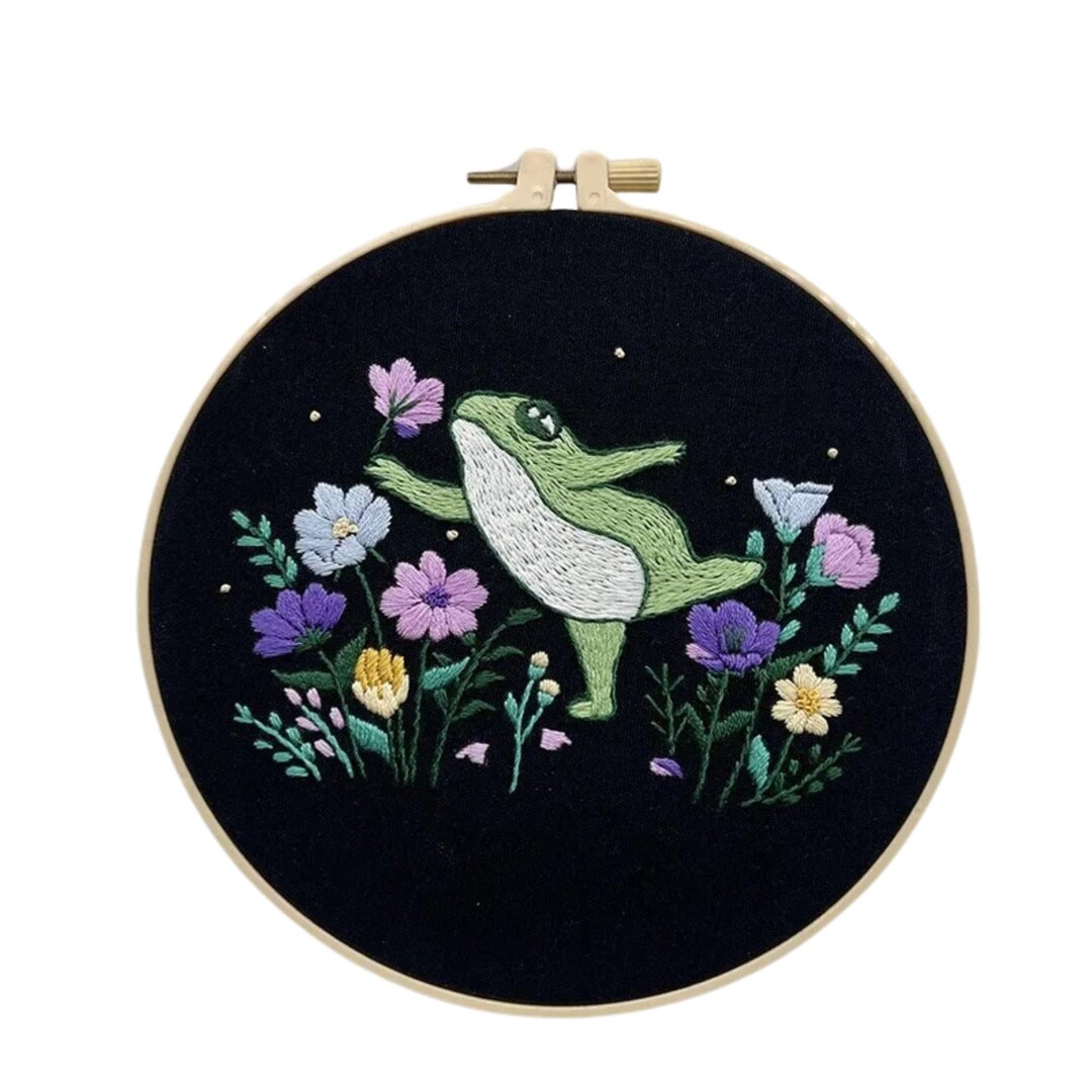 Cute Frogs Embroidery Kits DIY Beginner Adults Embroidery Thread ...