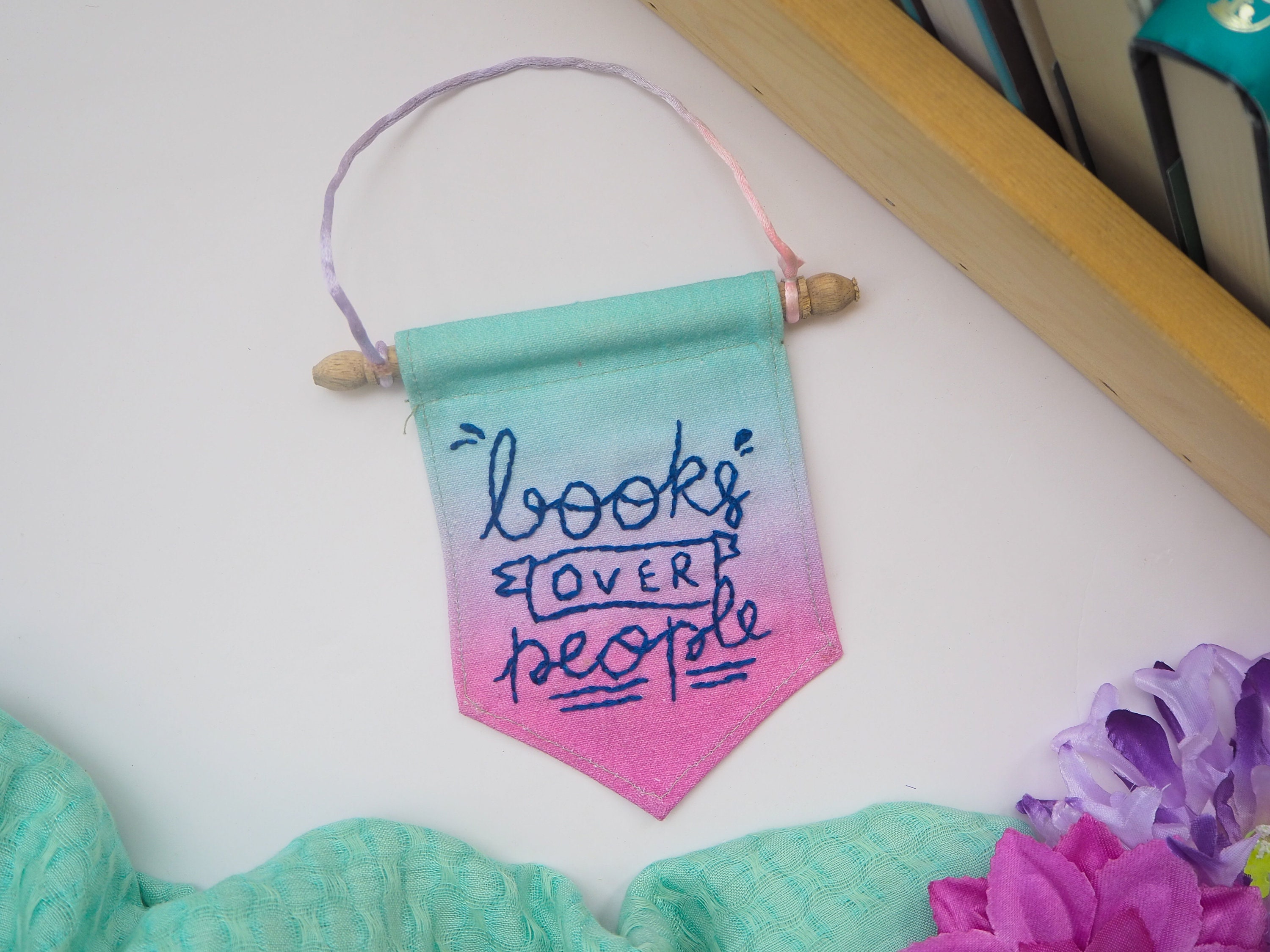 Bookish Room Decor Hand Embroidered Banner Bookish Banner - Etsy UK