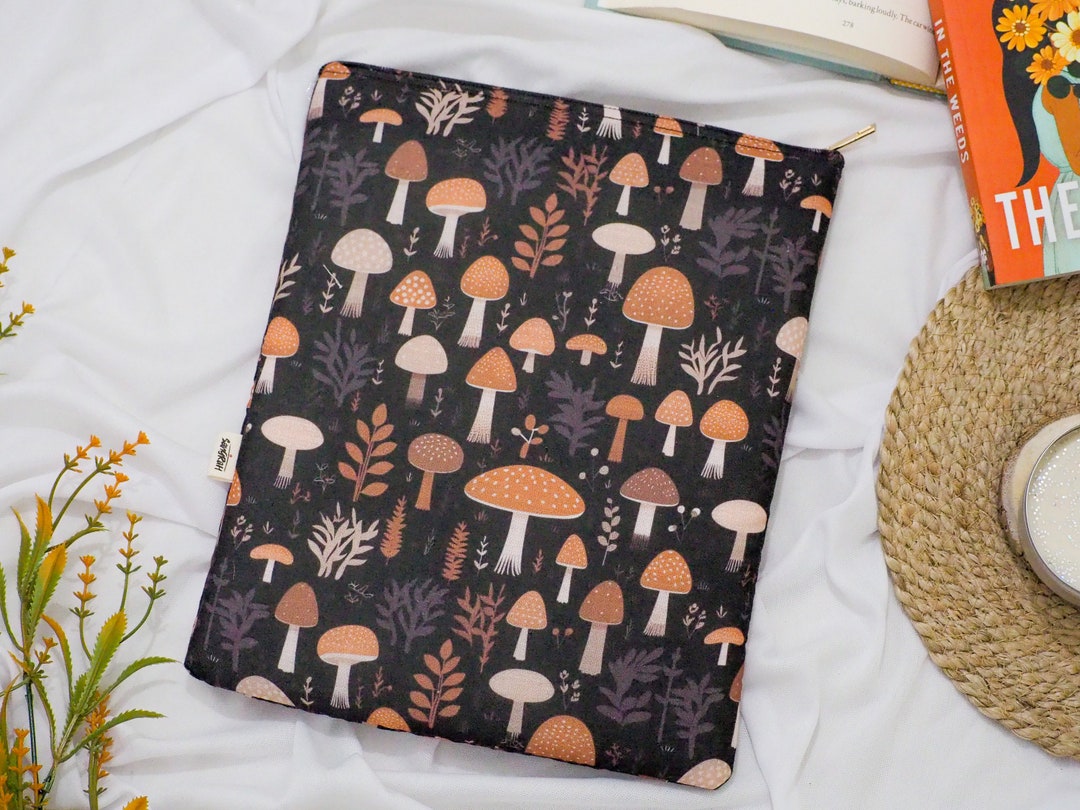 Fall Cottagecore Book Sleeve With Zipper | Mushroom Book Sleeve | Fall ...