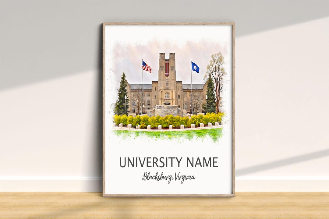 Virginia Tech Poster, Graduation Wall Art, Home Decor, College Alumni ...