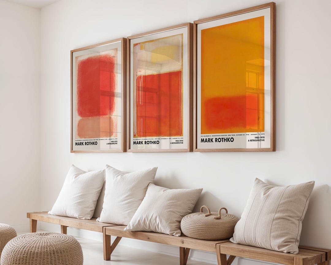 Mark Rothko Set of 3 Poster, Rothko Orange, Yellow, Beige Print, Rothko ...