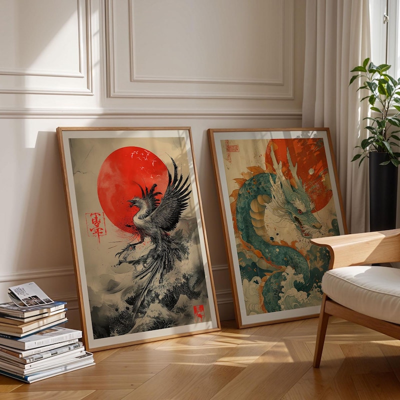 Japanese Phoenix Poster - Etsy