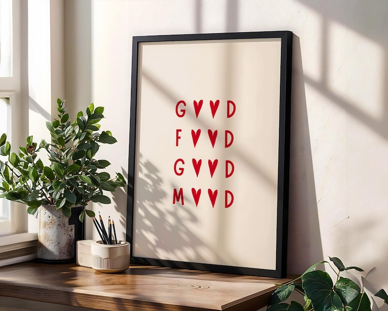 Good Food Good Mood Print, Aesthetic Kitchen Decor, Kitchen Wall Art ...