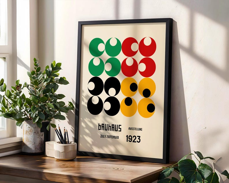 Bauhaus Colorful Abstract Circles Print, Retro Bauhaus Poster, Mid ...