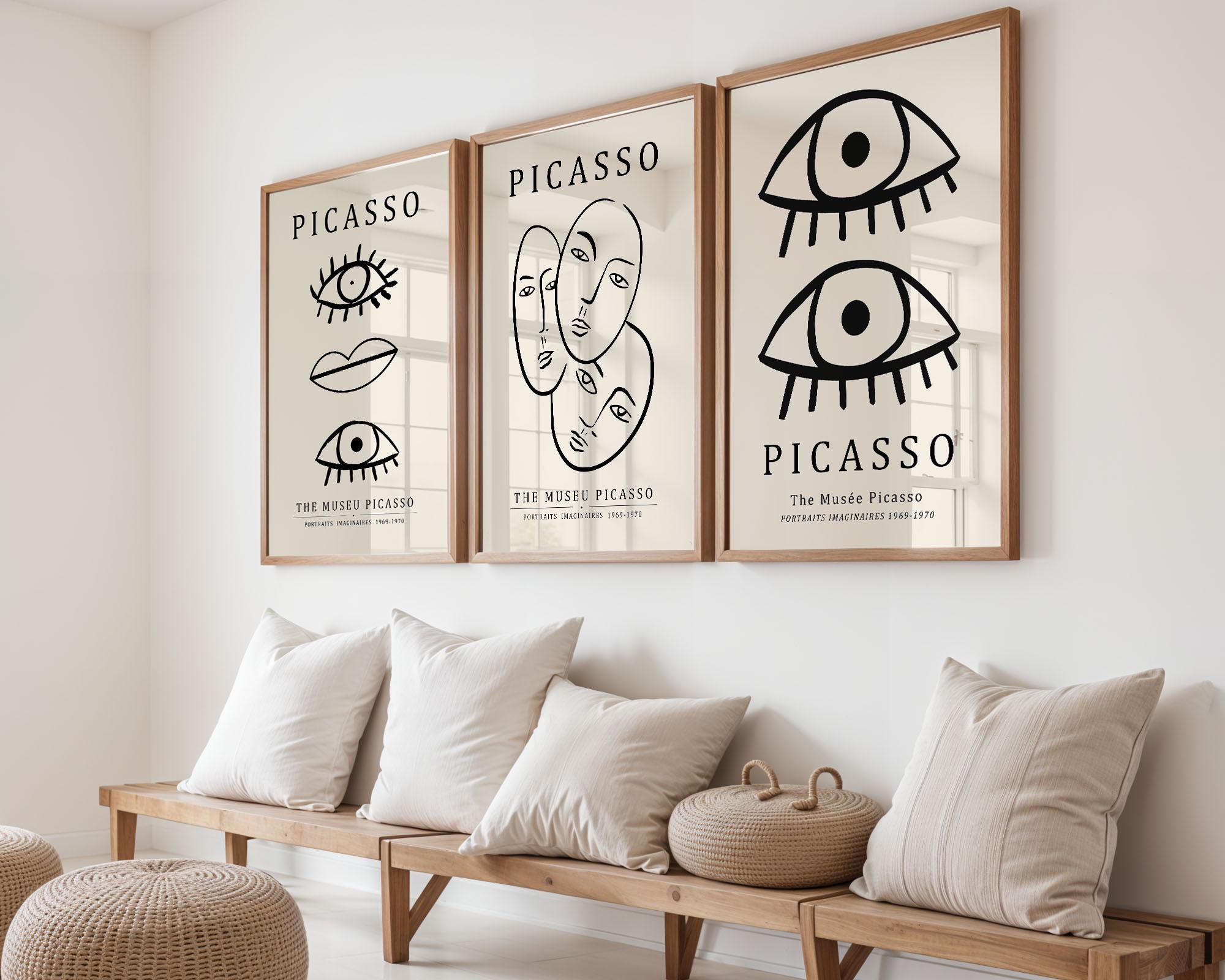 Set of 3 Line Art Print, Pablo Picasso Eye Wall Art, Picasso Print ...