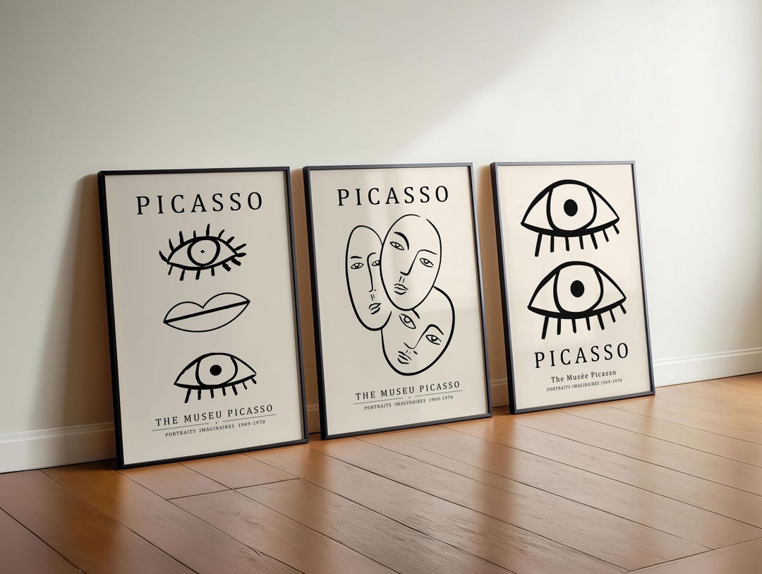 Set of 3 Line Art Print, Pablo Picasso Eye Wall Art, Picasso Print ...
