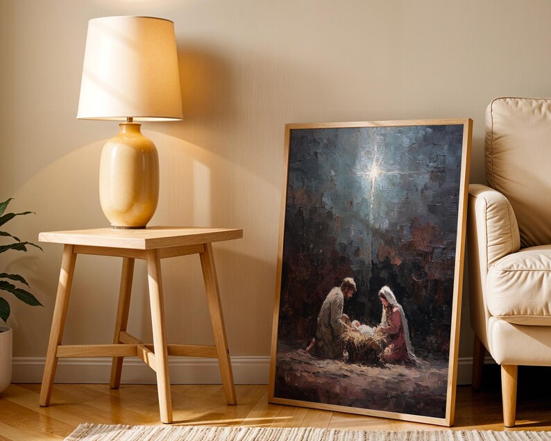 Nativity Scene Poster, Christmas Wall Art, Holy Family Print, Jesus ...