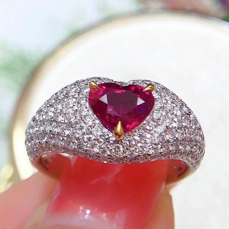 Very Luxurious Royal Design Heart Cut Ruby Ring Vintage and - Etsy