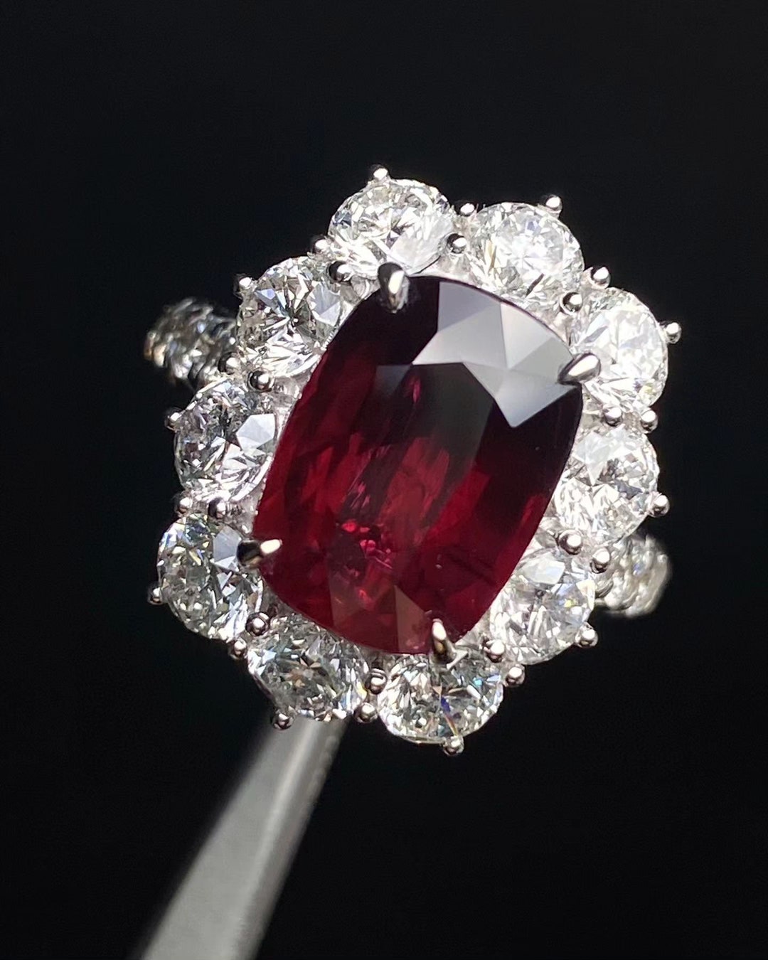 Pigeon Blood Red Ruby Ring 925 Sterling Silver Luxurious Ruby Ring ...