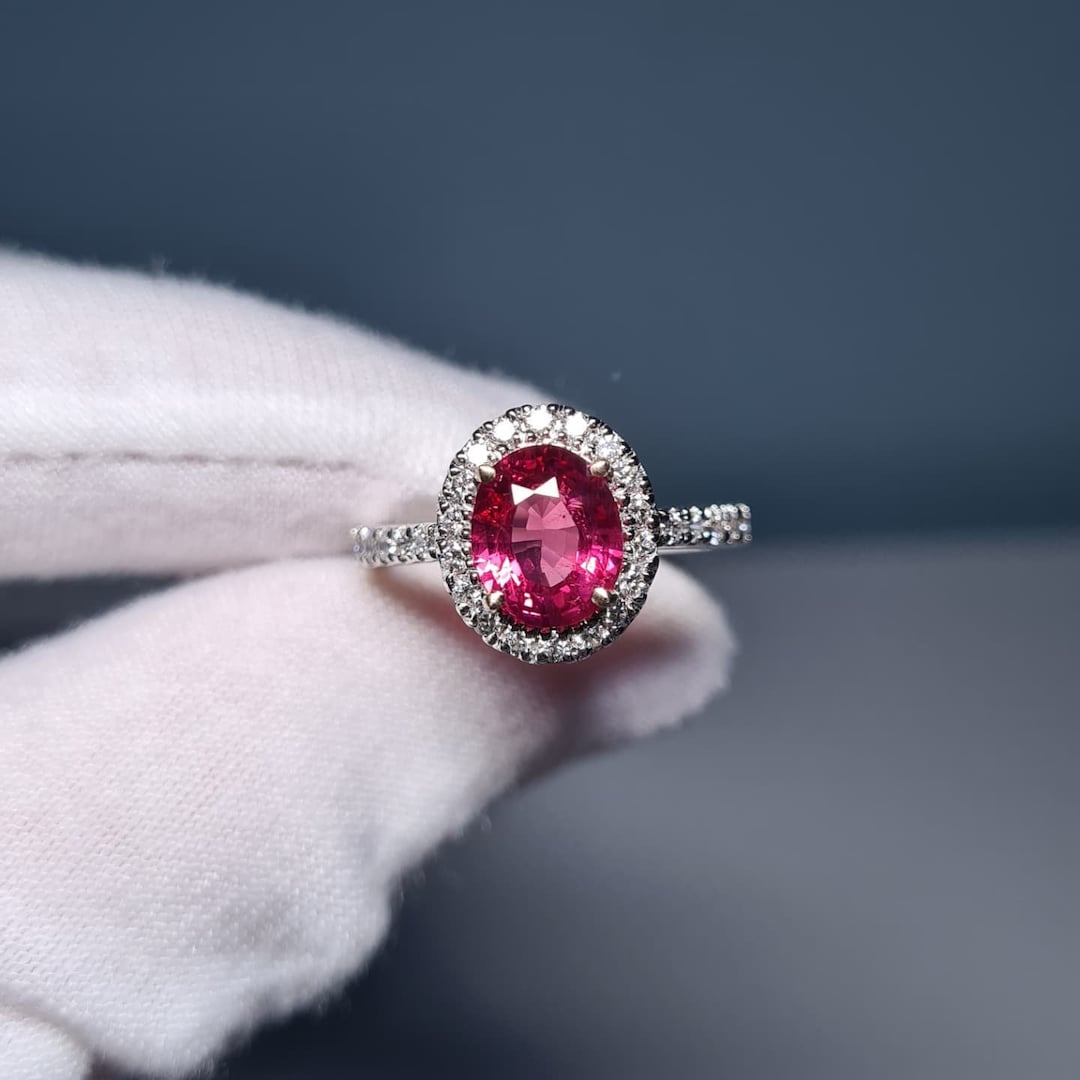 Mahenge Spinel Ring Halo Red Spinel Ring 925 Sterling Silver Spinel ...