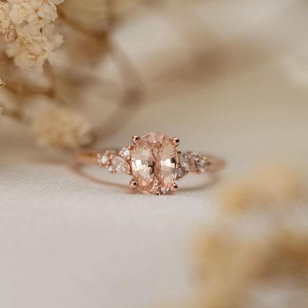 Peach Sapphire Ring - Etsy