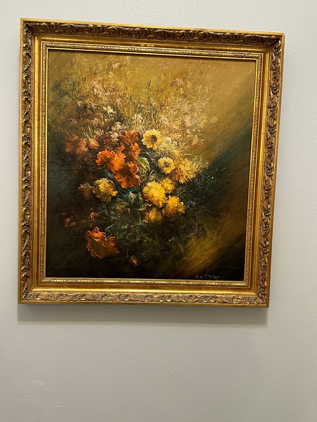 G De Marco Oil Painting Still Life Floral 22 X 28 Comes With Frame - Etsy