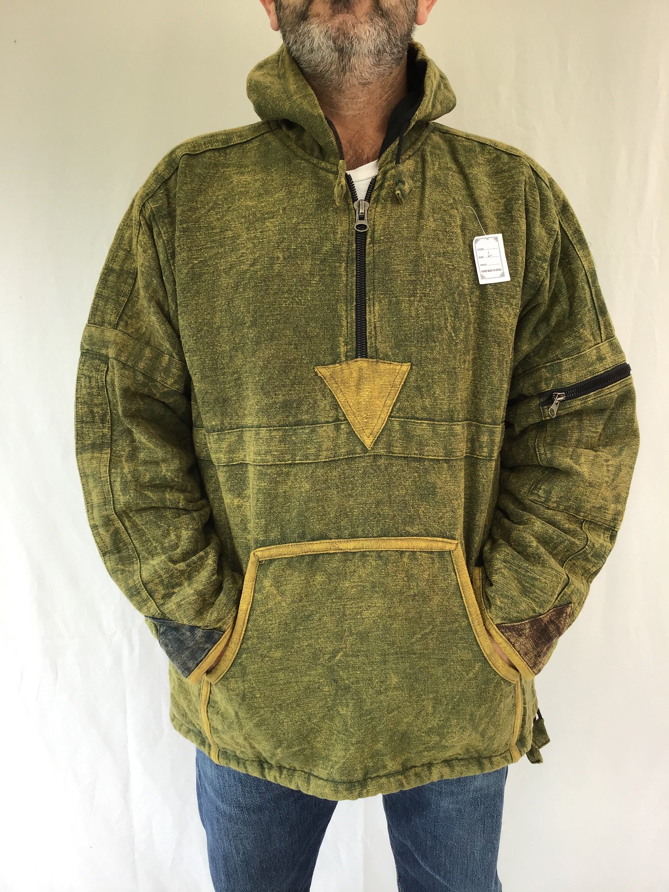 Big Sizes Fleece Lined Smock Style heavy Cotton Stone Wash hooded Jacket Himalayan Made Fair Trade Etsy UK