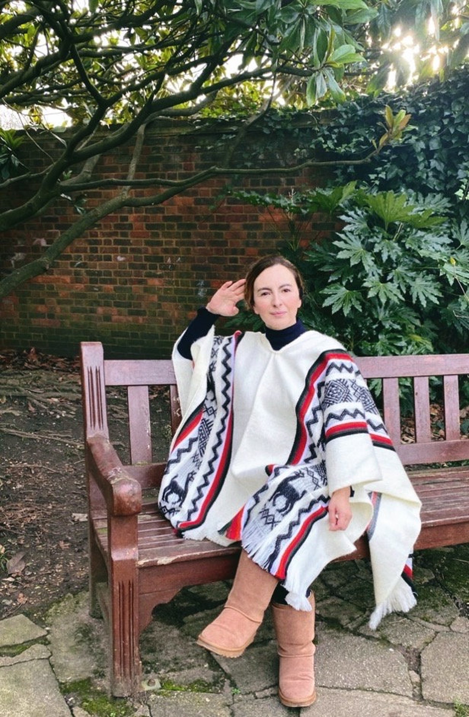 Handwoven Lama Design Wool Blend Poncho: South American Cape - Etsy