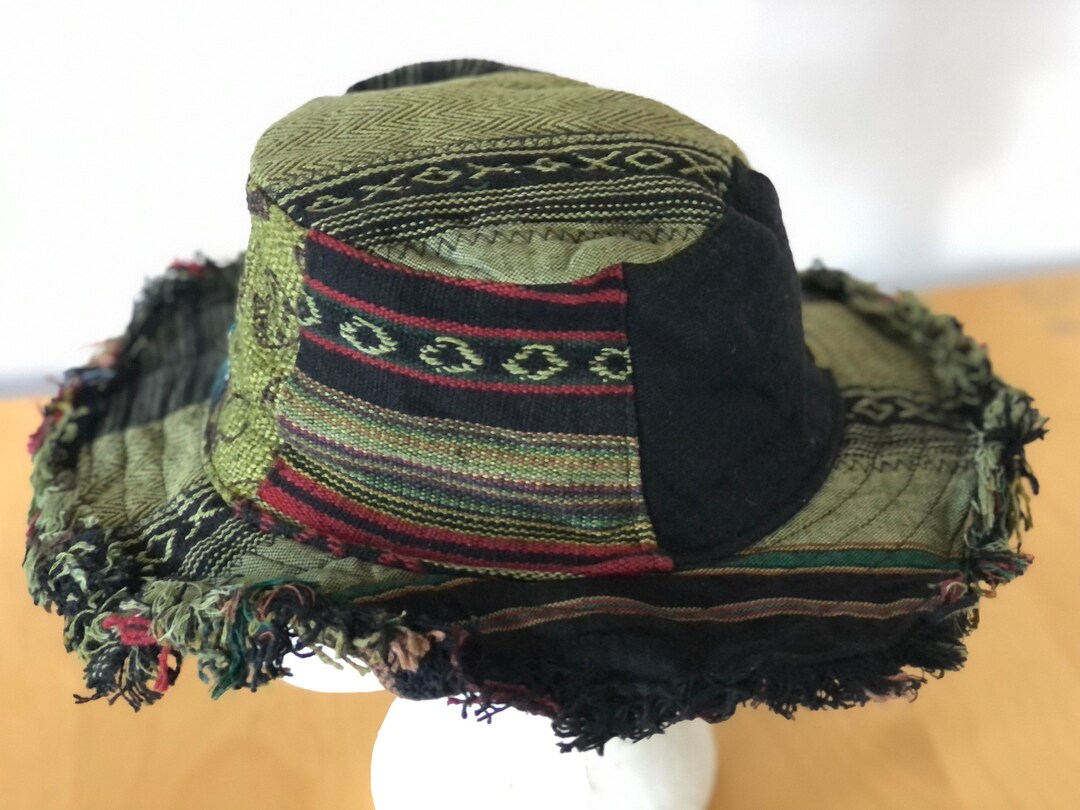 Unisex Hemp Cotton Green-wire Rim- Festival- Summer-hippie Hat- Hand ...