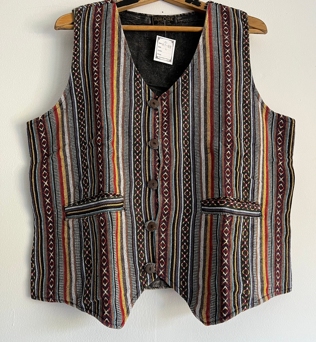 Colorful Men's Boho Waistcoat: Fair Trade Himalayan Cotton - Etsy