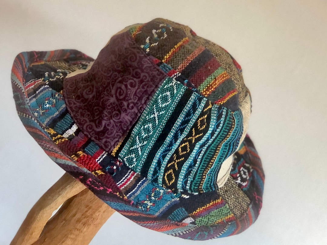 Unisex Hemp Cotton -wire Rim- Festival- Summer- Patchwork- Hippie Hat ...