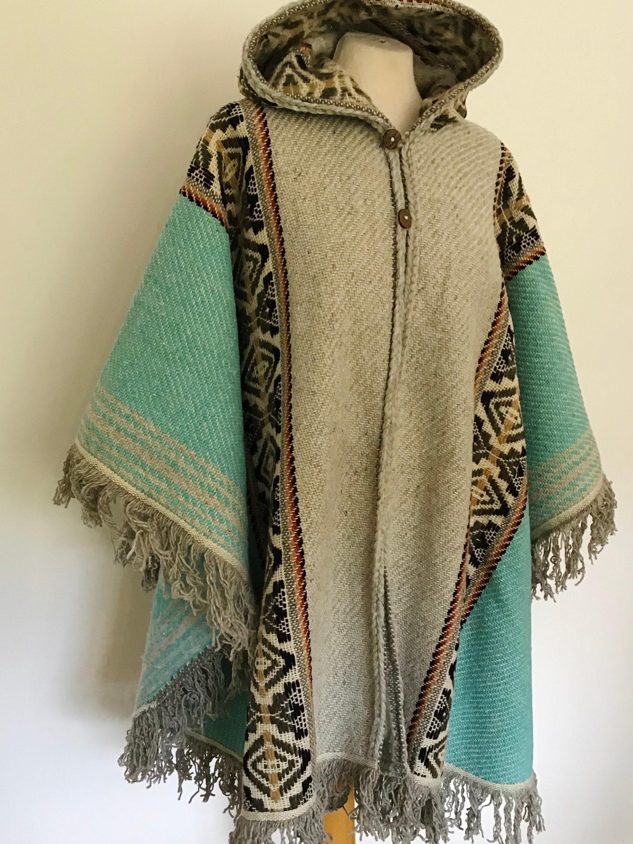 Original Woman South American Poncho Hooded Handmade | Etsy