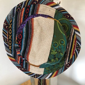 Unisex Hemp Cotton -wire Rim- Festival- Summer- Patchwork- Hippie Hat ...
