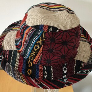 Unisex Hemp Cotton -wire Rim- Festival- Summer- Patchwork- Hippie Hat ...