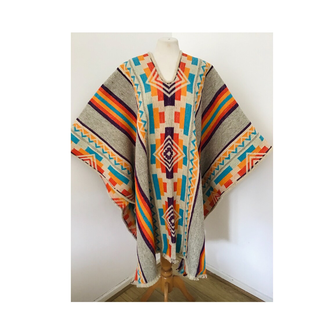 Poncho Original Mujer Unisex OVEJAS lana capucha Tejido - Etsy España