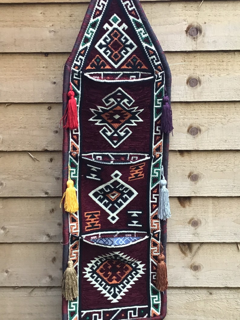 Turkish Kilim Wall Hanging: Boho Wall Decor & Storage (31.5x9") - Etsy