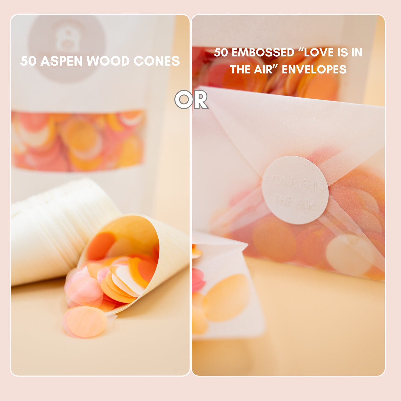Wedding Confetti Keepsake Box: Biodegradable Confetti, Wood Cones, Cone ...