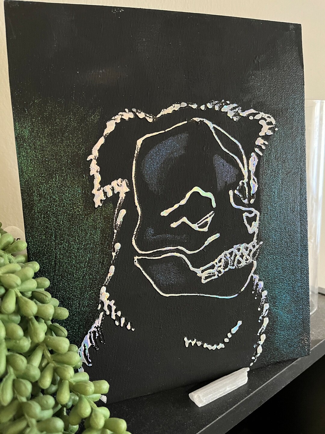 Holographic Foiled Pug Skull Painting - Etsy