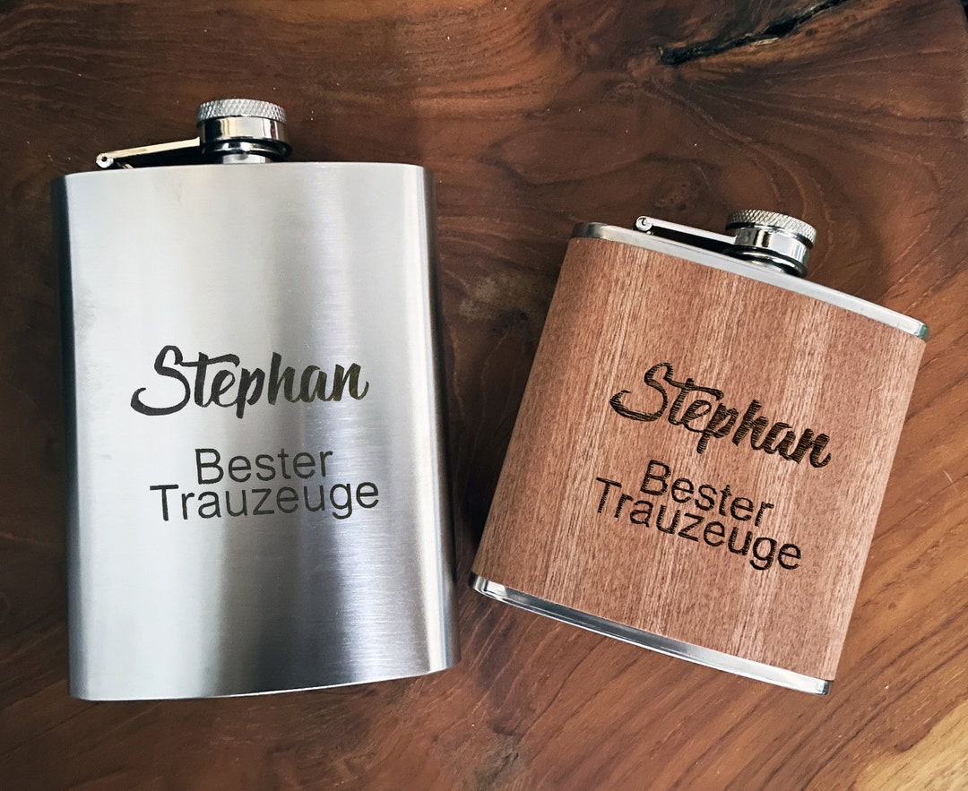 Personalized Hip Flask Stainless Steel or Wood | Gift Father's Day ...