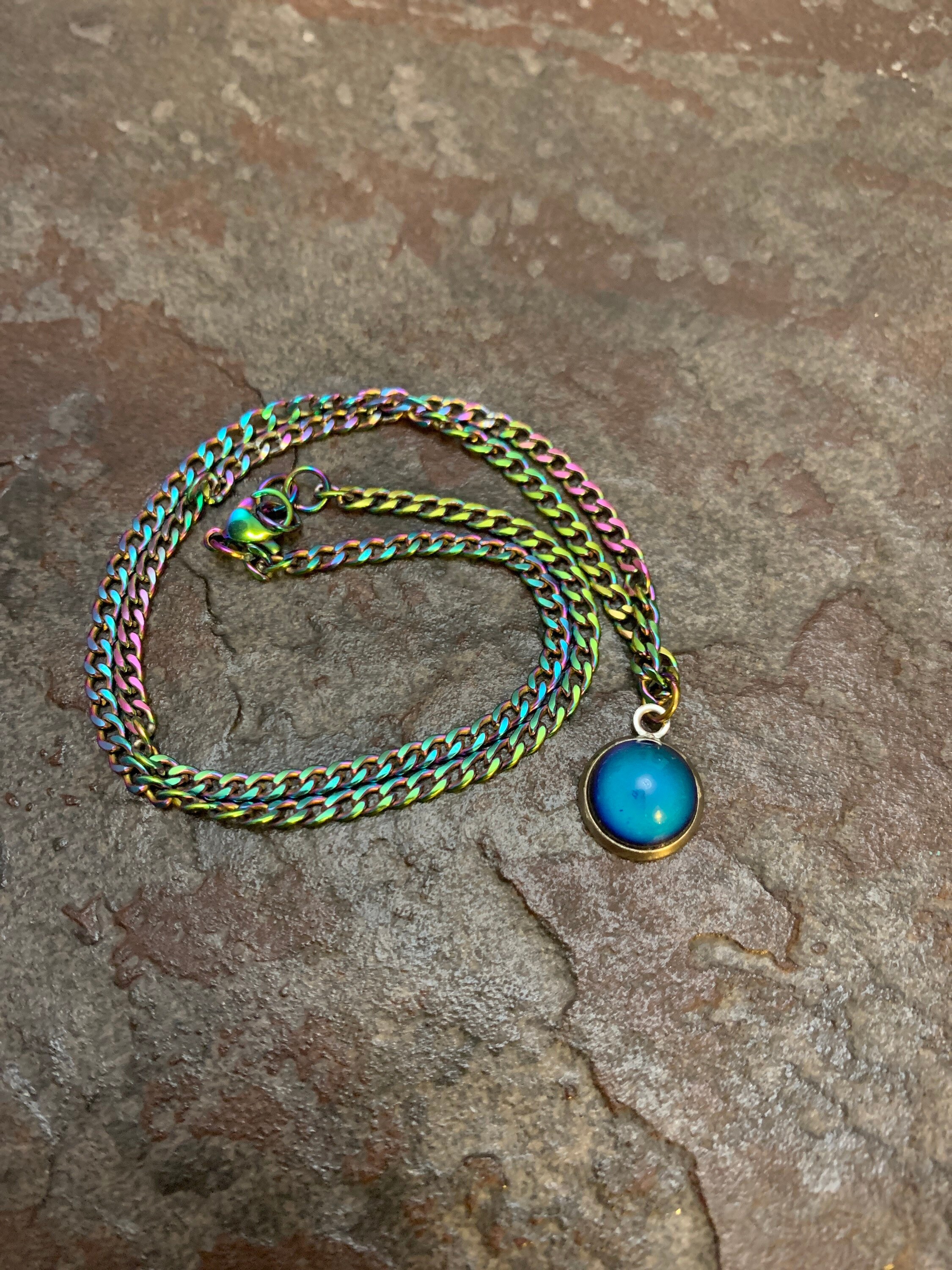 Mood Color Changing Choker Necklace Rainbow Plated Chain Mood | Etsy