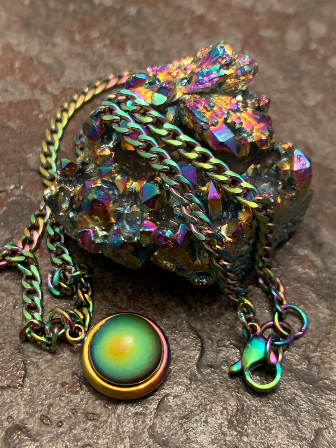 Mood Color Changing Choker Necklace, Rainbow Plated Chain Mood Heat ...