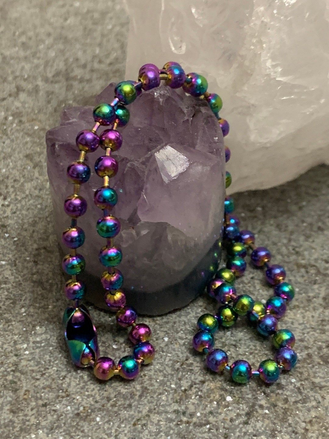Rainbow Titanium Ball Chain Necklace: Hypoallergenic Stainless Steel ...