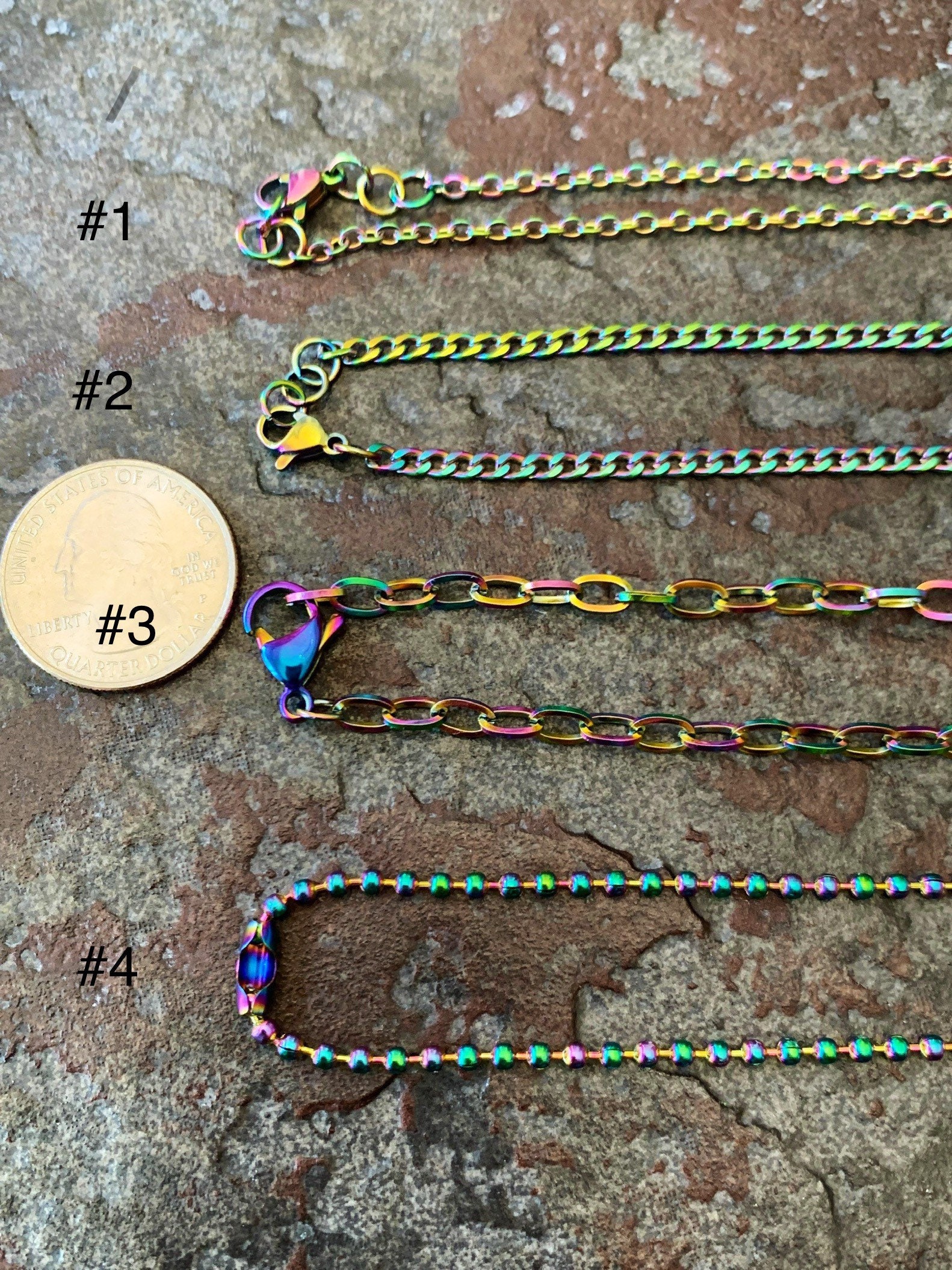 Rainbow Titanium Plated Chain Necklace Choker304 Stainless - Etsy