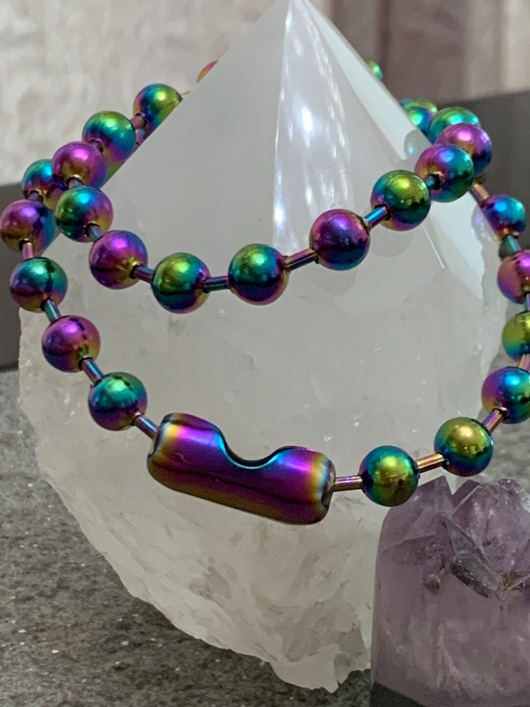 Big Titanium Rainbow Stainless Steel Women/mens Ball Chain, Hip Hop ...