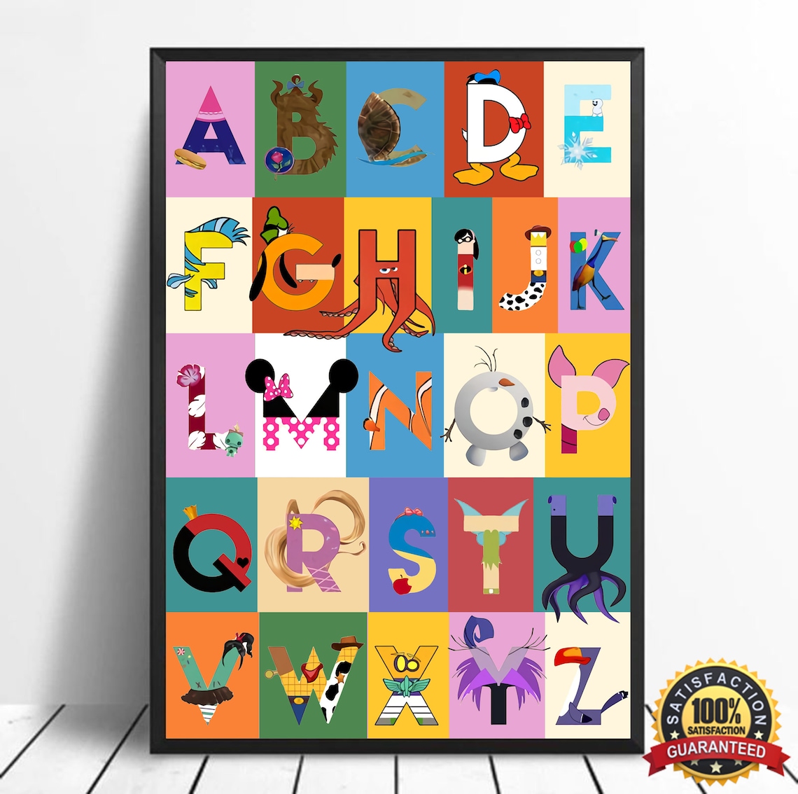 Disney ABC Alphabet Poster Disney Posters Gift Wall Art | Etsy