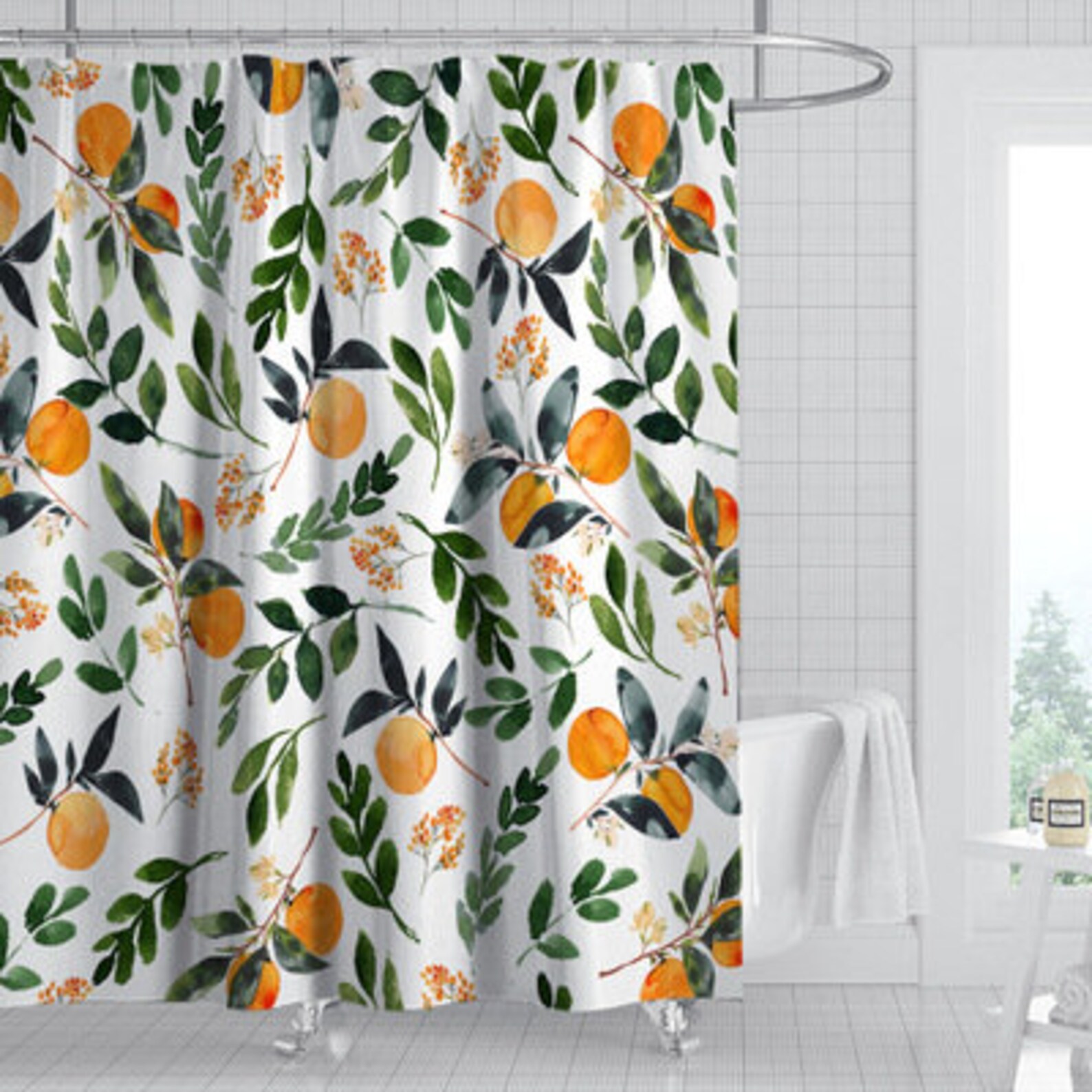 Orange Shower Curtain Hand-painted Art Curtain Fruit Design - Etsy
