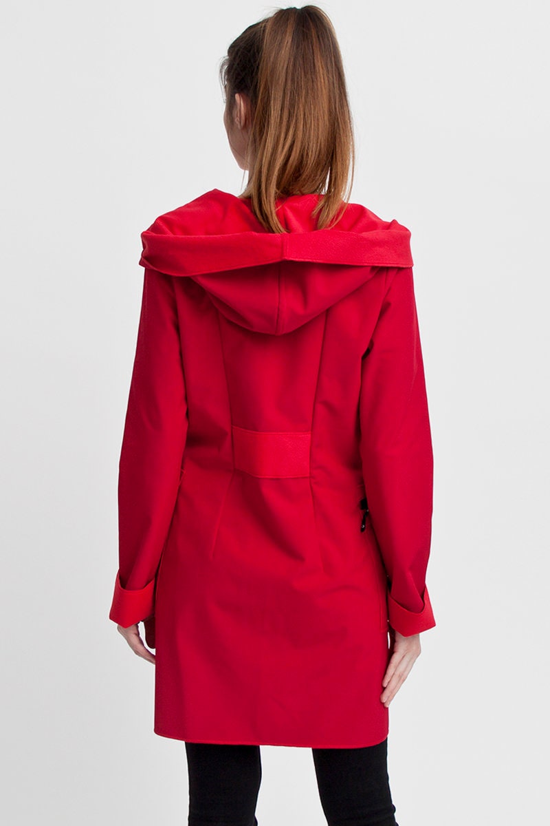 Red Womens Raincoat Cherry Red softshell cycler raincoat - Etsy.de
