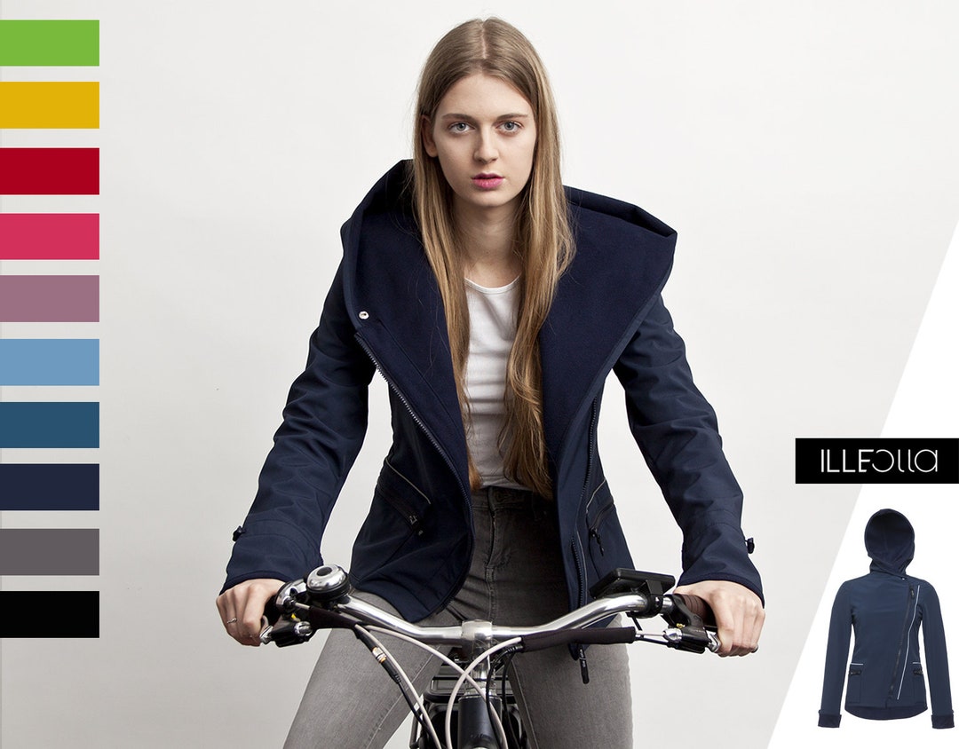 Blue Softshell Elegant Rain Jacket for Cycling, Versatile Hoodie Rain ...