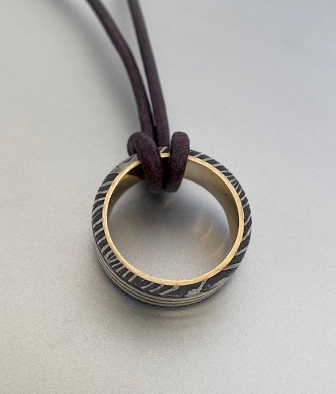 Custom Made Damascus Pendant Necklace - Four Steels and Three Rose Gold ...