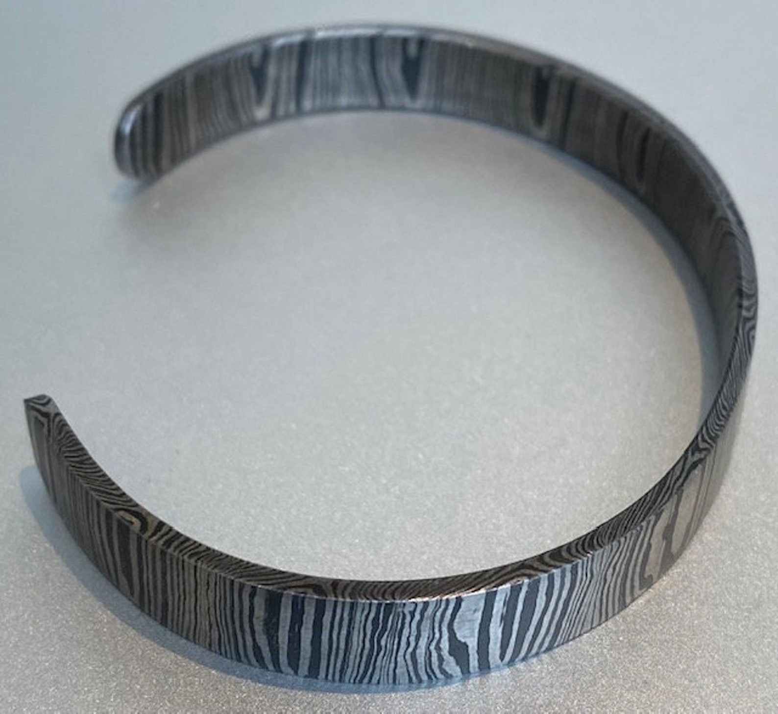 Hand Forged Damascus Bangle Steel 8mm Wide Hand Polished and | Etsy UK