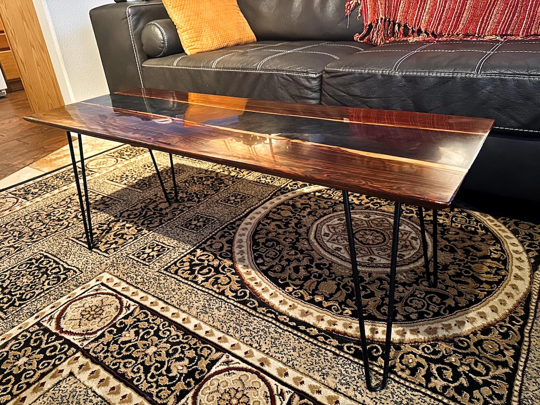 Stunning Bocote Wood Coffee Table With Black Epoxy River - Etsy