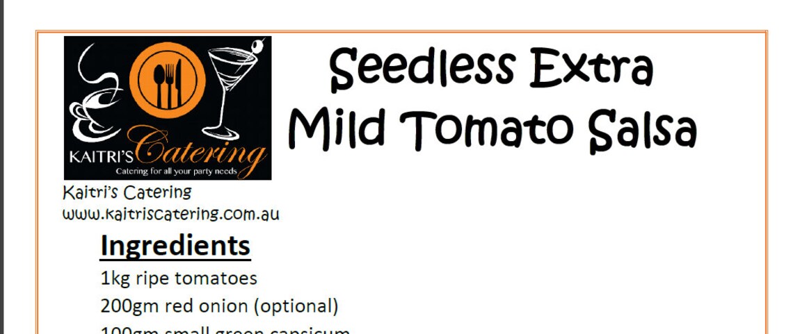 Seedless Extra Mild Tomato Salsa Recipe - Etsy
