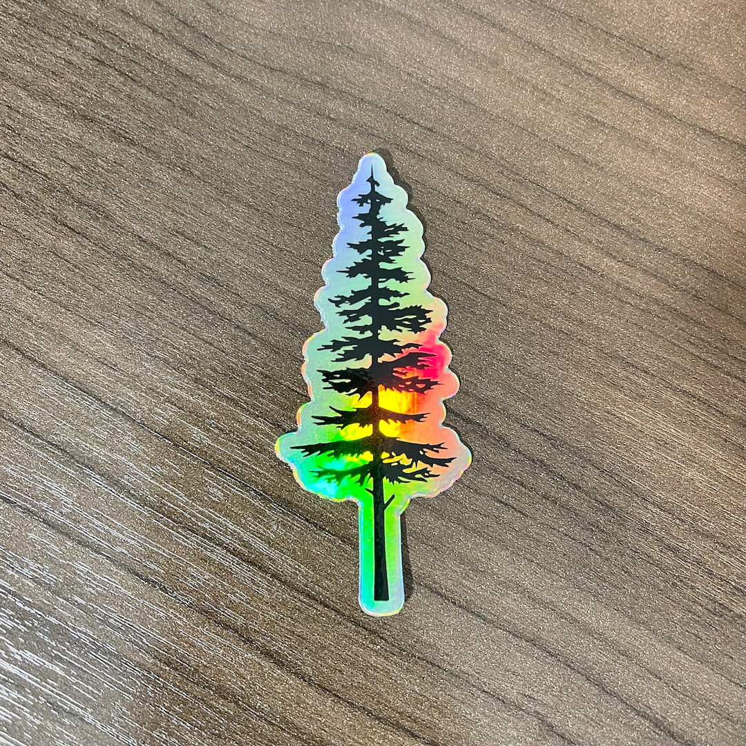 Holographic Sitka Tree Sticker, Sitka Tree Holographic Sticker, Nature ...