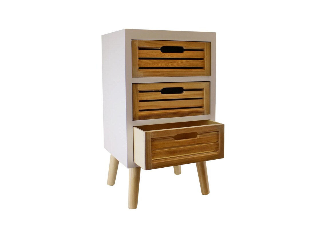 White Wooden Drawer Storage Unit, Side Table, 2/3 Cabinet Chest of ...