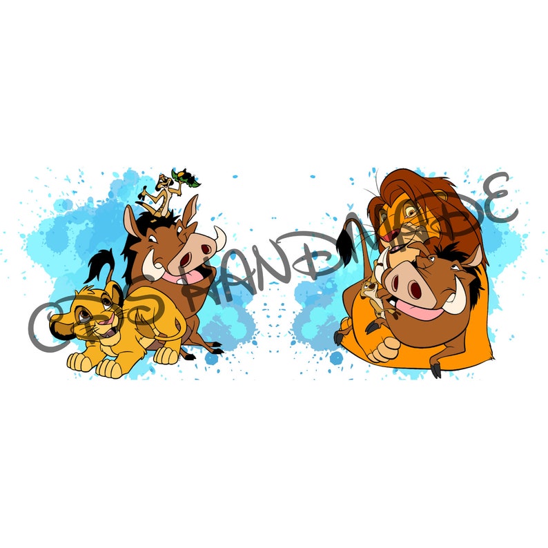 Simba, Timon & Pumbaa Watercolor PNG File for Sublimation Mug Lion King ...