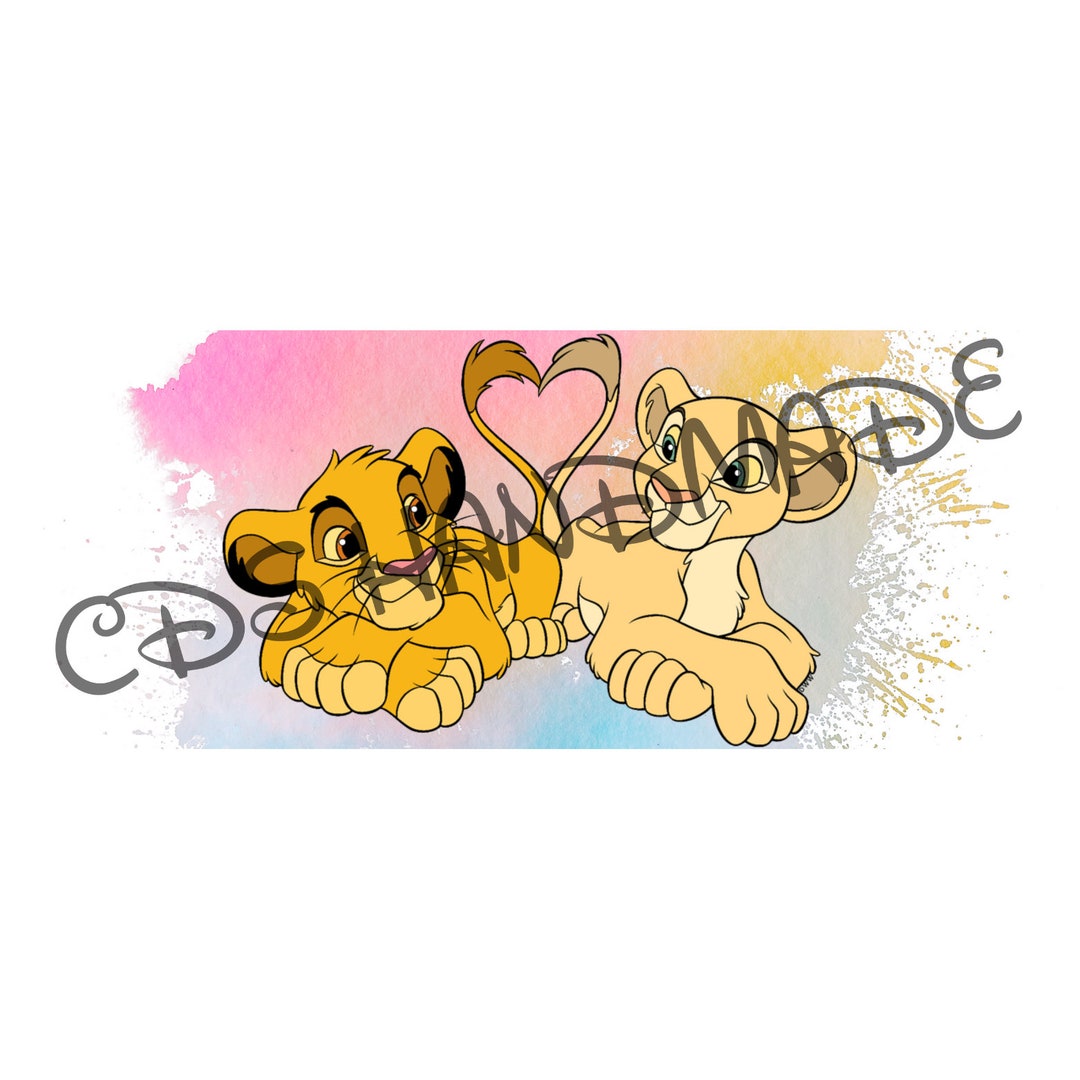Simba & Nala Heart Watercolor PNG File for Sublimation Mug Lion King - Etsy