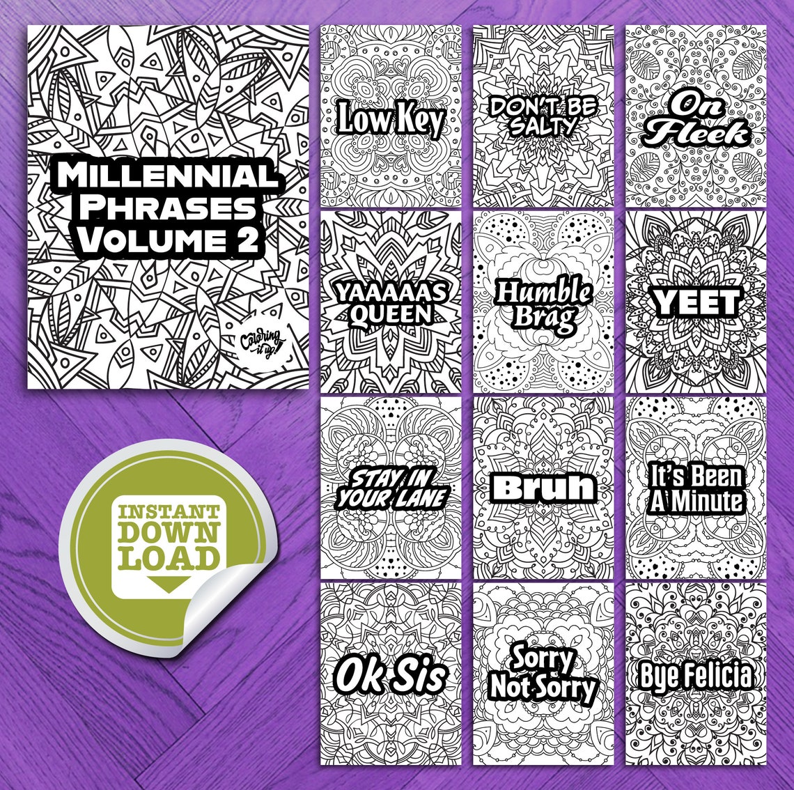 Millennial Phrases Volume 2 Coloring Pages Printable Coloring Pages ...
