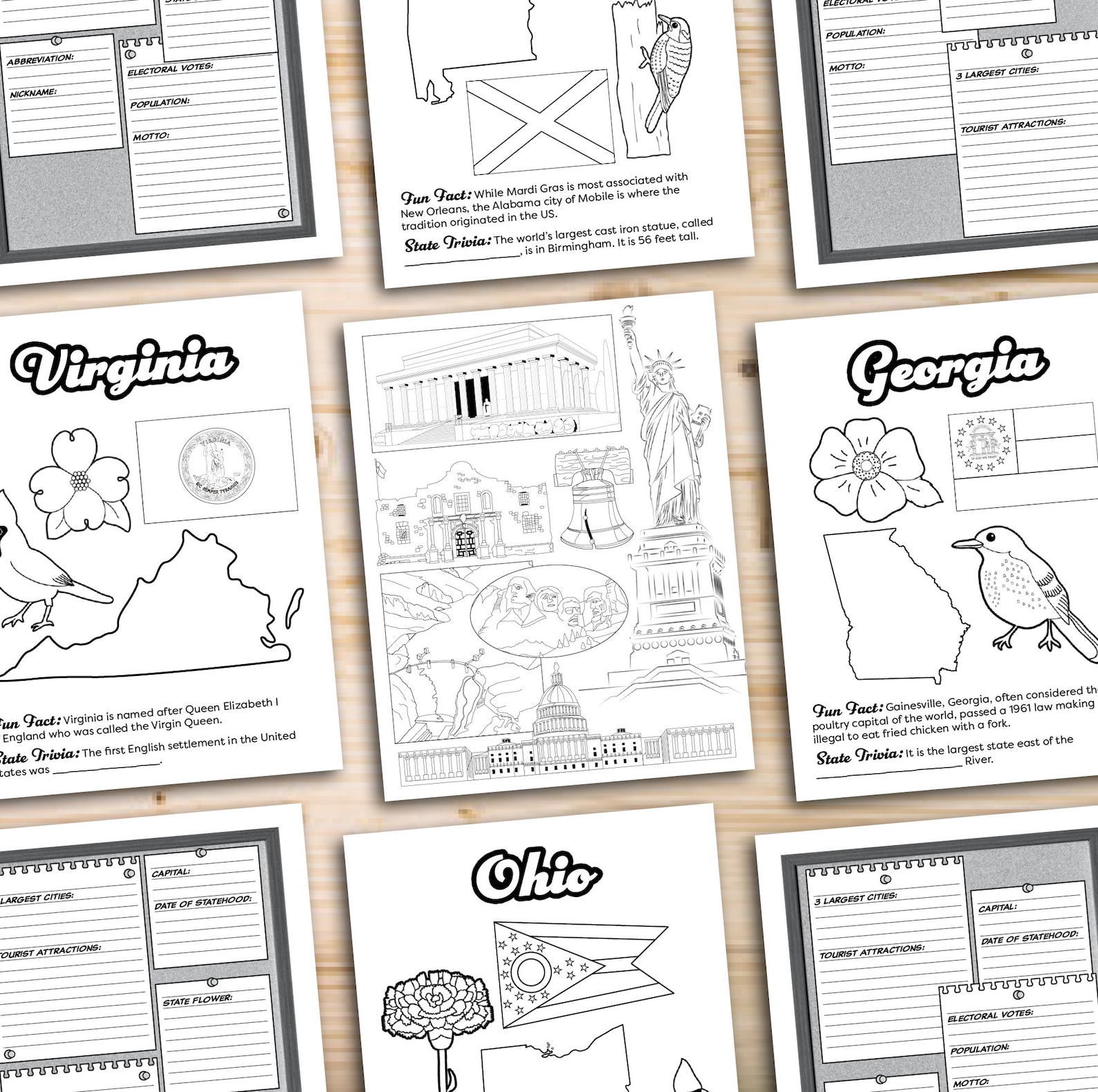 My US Passport: Color and Learn the 50 US States Printable - Etsy Italia